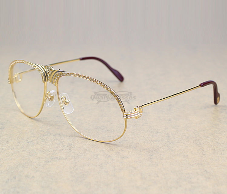 Cartier Crown Decor Diamond Full Frame Eyeglasses CT1112 - Quarkglasses