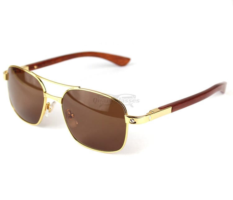 Cartier Aviators Wooden Full Frame Mens Eyeglasses CT5037821 - Quarkglasses