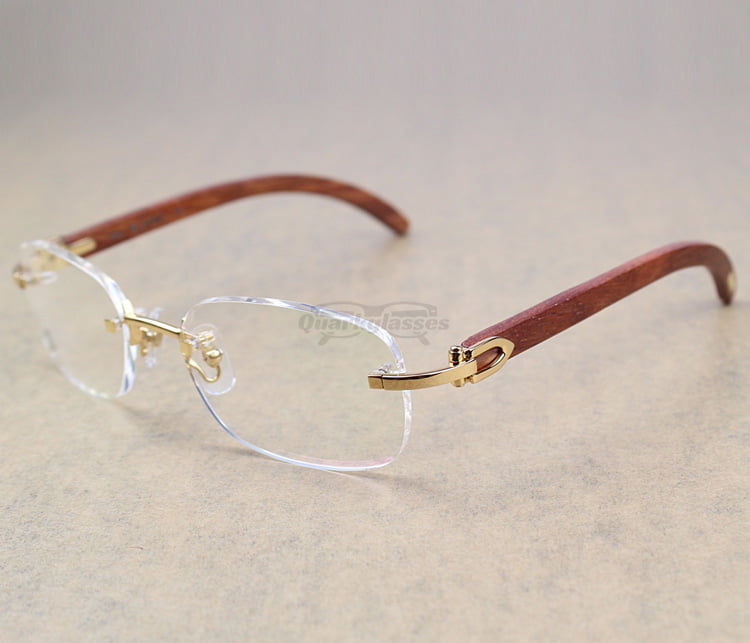 Cartier Eyeglasses RoseWood Rimless C Decor CT3524015 - Quarkglasses