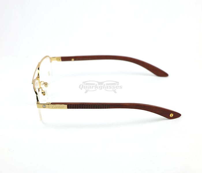 Cartier Wooden Half Frame EyeGlasses Double Bridge Design CT6101003 ...