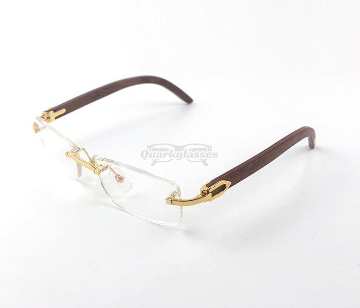 Cartier Eyeglasses Wooden C Decor Rimless CT3524012 - Quarkglasses