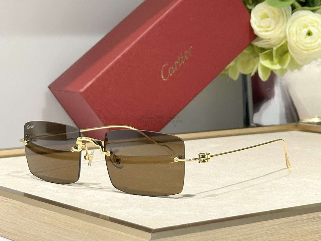 Cartier C Decor Metal Rimless Sunglasses CT0367 - Quarkglasses