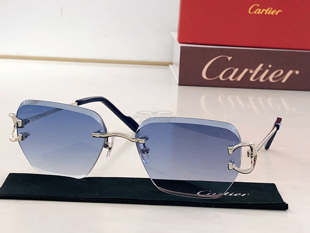 Cartier Classic C Decor Beveled lens Rimless Sunglasses CT0433s ...
