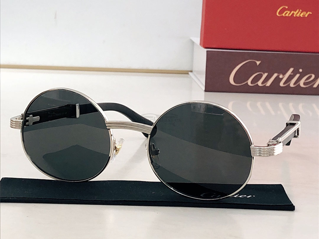 Cartier Wooden Curved Design Full Frame Sunglasses CT0464s - Quarkglasses