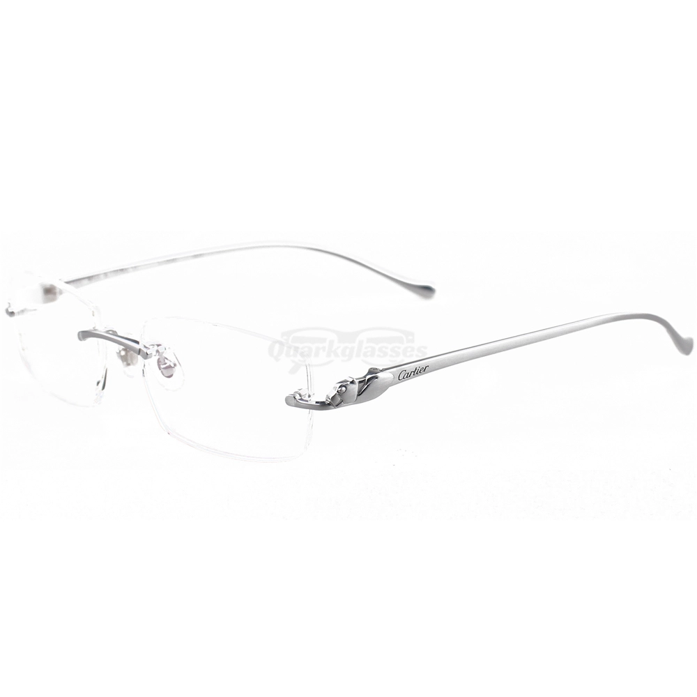 Cartier PANTHèRETitanium Rimless Eyeglasses CT0058 - Quarkglasses